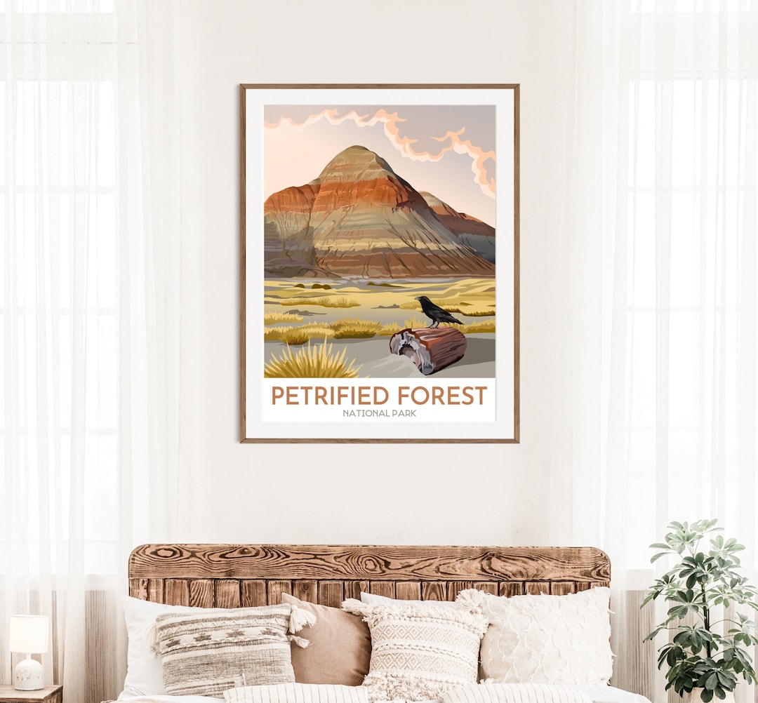 Petrified Forest National Park Poster | Raven and Petrified Log ...