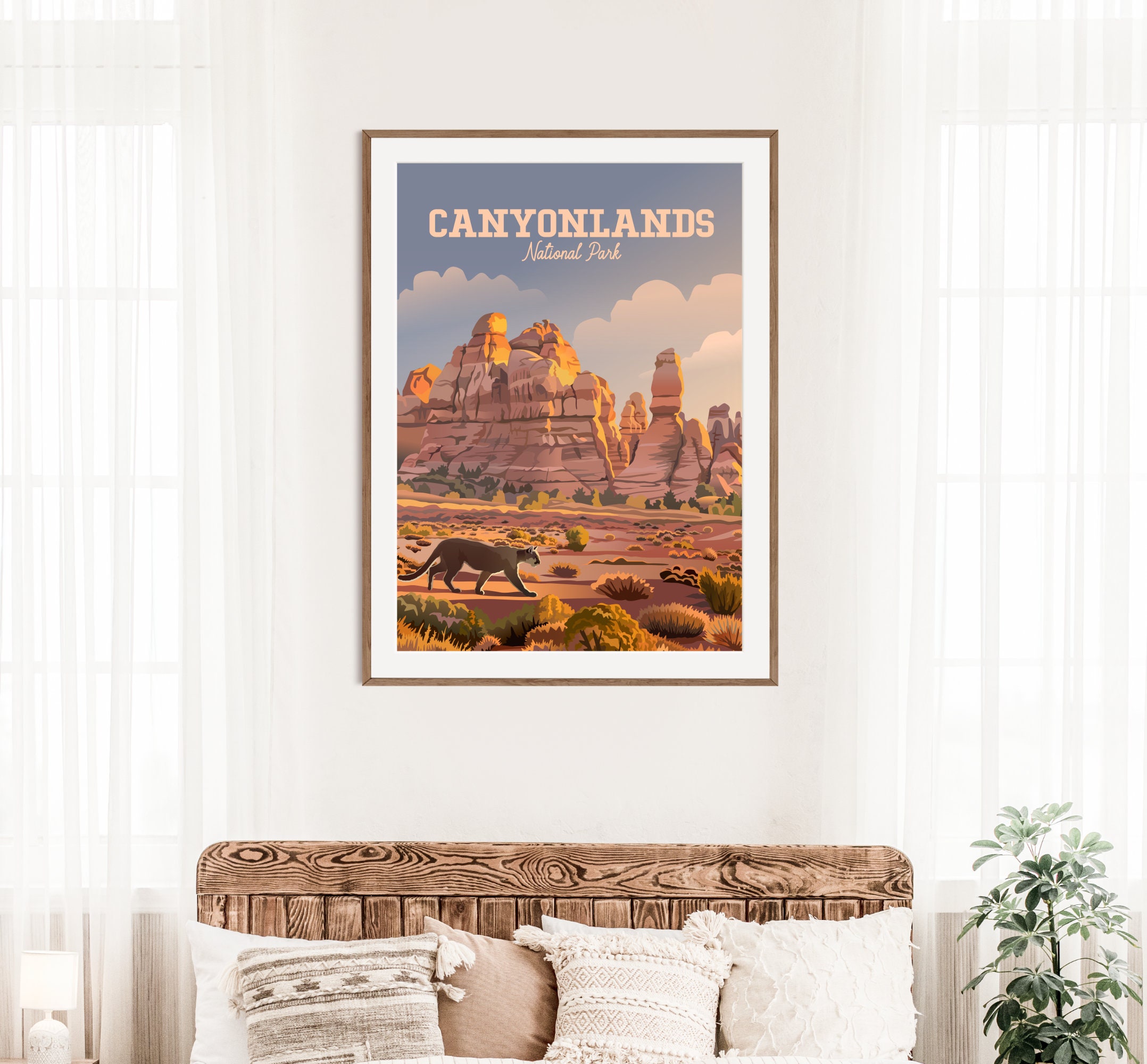 Canyonlands National Park Poster Mountain Lion and Needles - Etsy