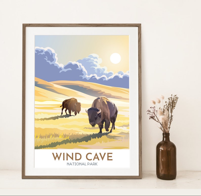 Wind Cave National Park Poster | Bison Flats | Wind Cave Print | South ...