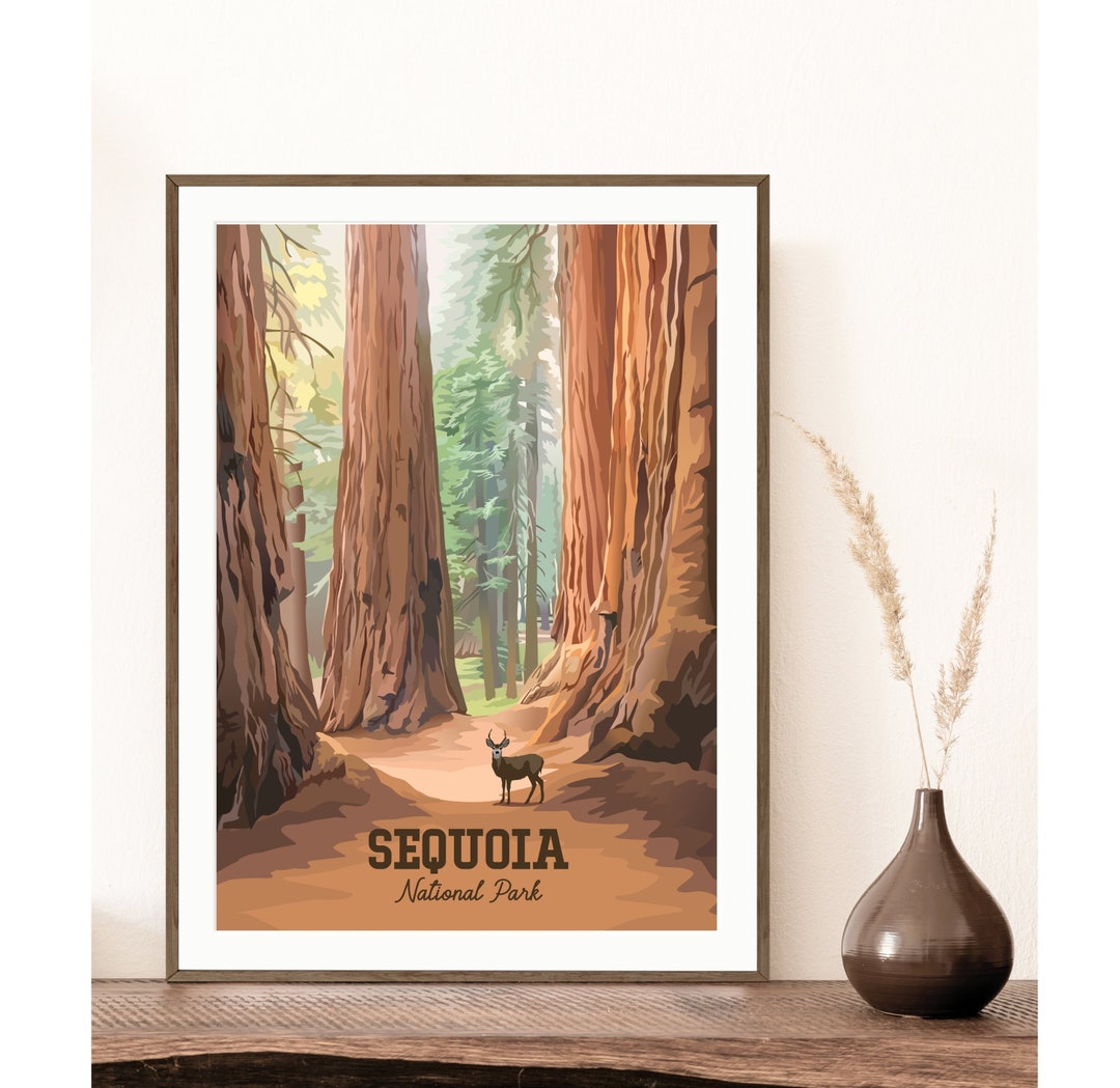Sequoia National Park Print | Giant Sequoia Forest | Deer & Sequoia ...