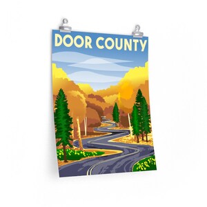 Door County Poster, Highway 42 in Ellison Bay, Winding Road Print, Door ...
