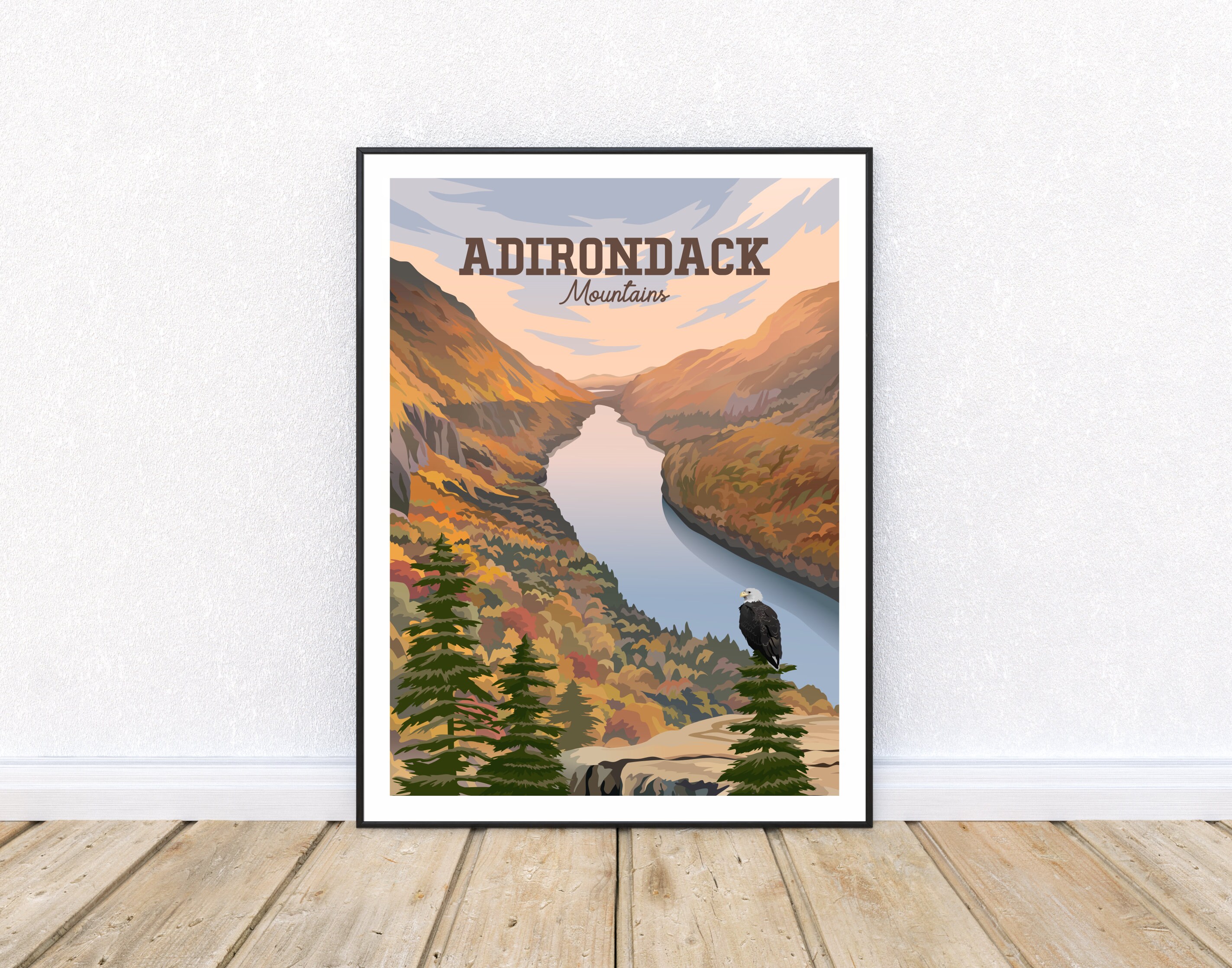 Adirondack Mountains Poster Bald Eagle Fish Hawk Cliffs - Etsy