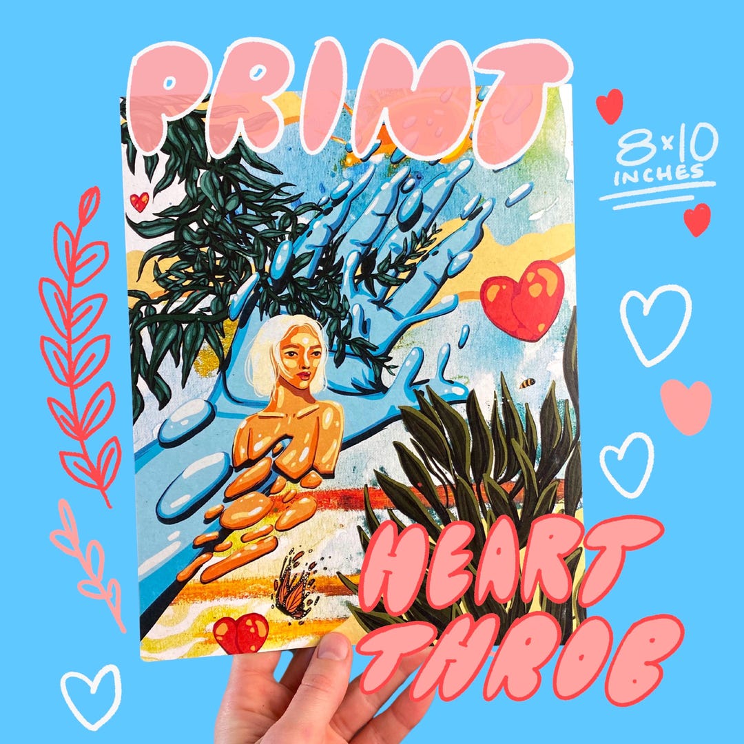 Surreal Heart Throb Art Print — Abstract Dripping Hands — 8x10 Eco ...