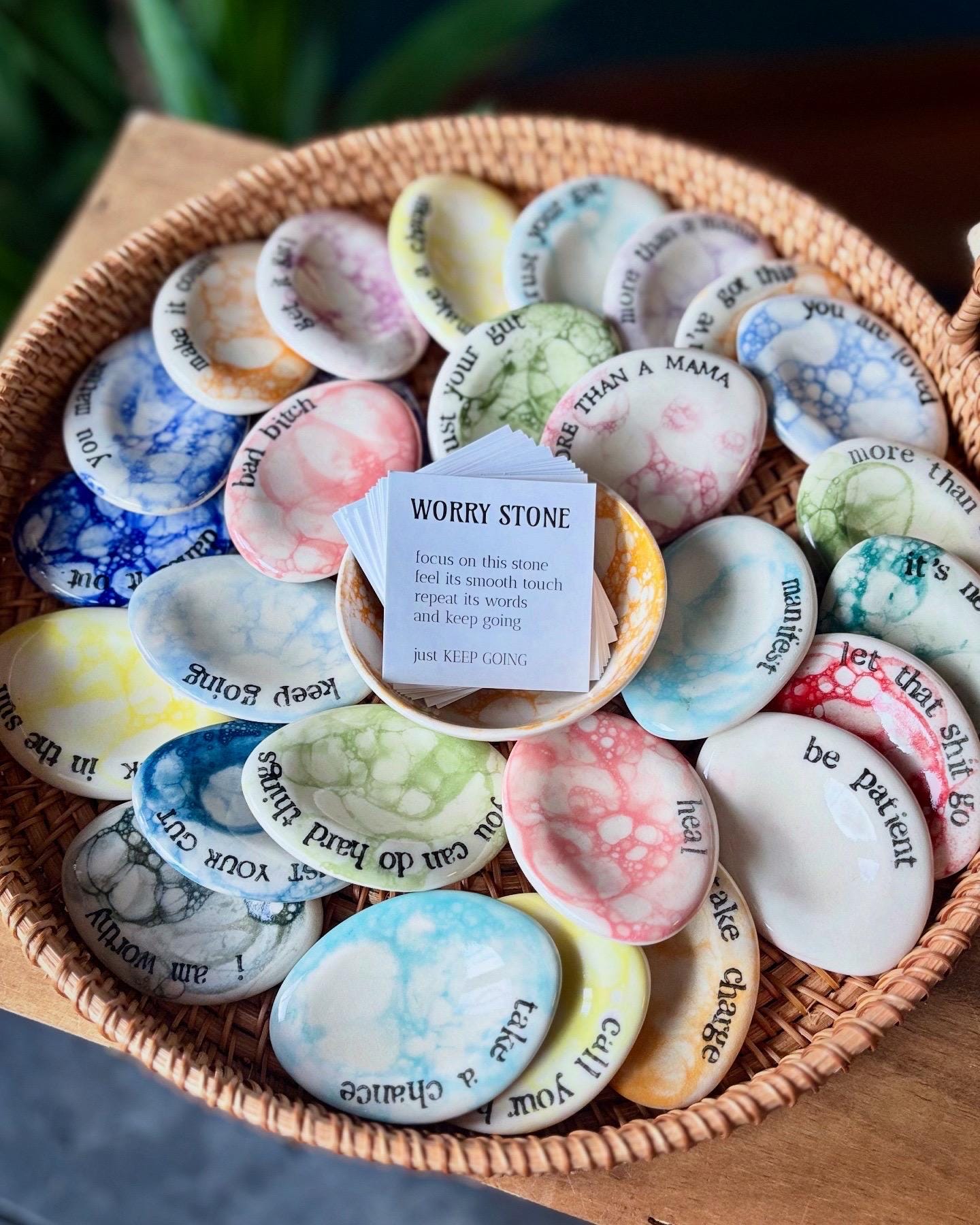 Handmade Ceramic Worry Stone - Mindfulness and Inspirational Gift ...