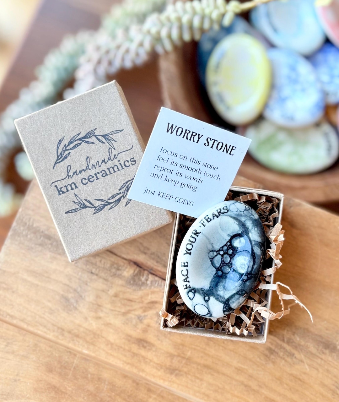 Handmade Ceramic Worry Stone - Mindfulness and Inspirational Gift ...