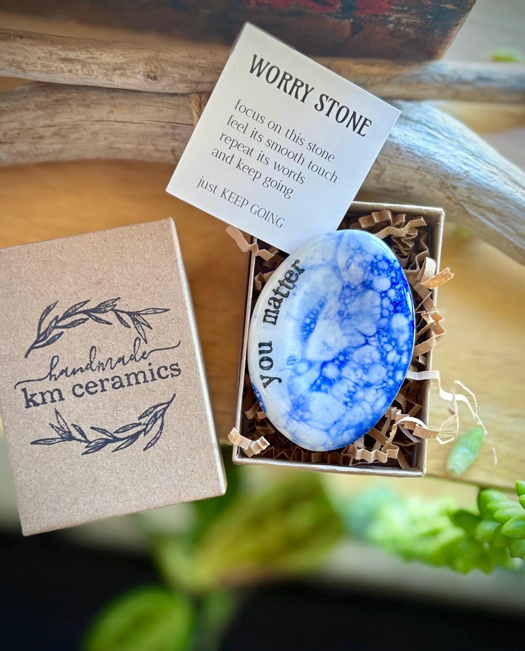 Handmade Ceramic Worry Stone - Mindfulness and Inspirational Gift ...