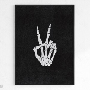 Skeleton Hands Digital Prints, Set of 4, Peace Sign, Thumbs Up, I Love ...
