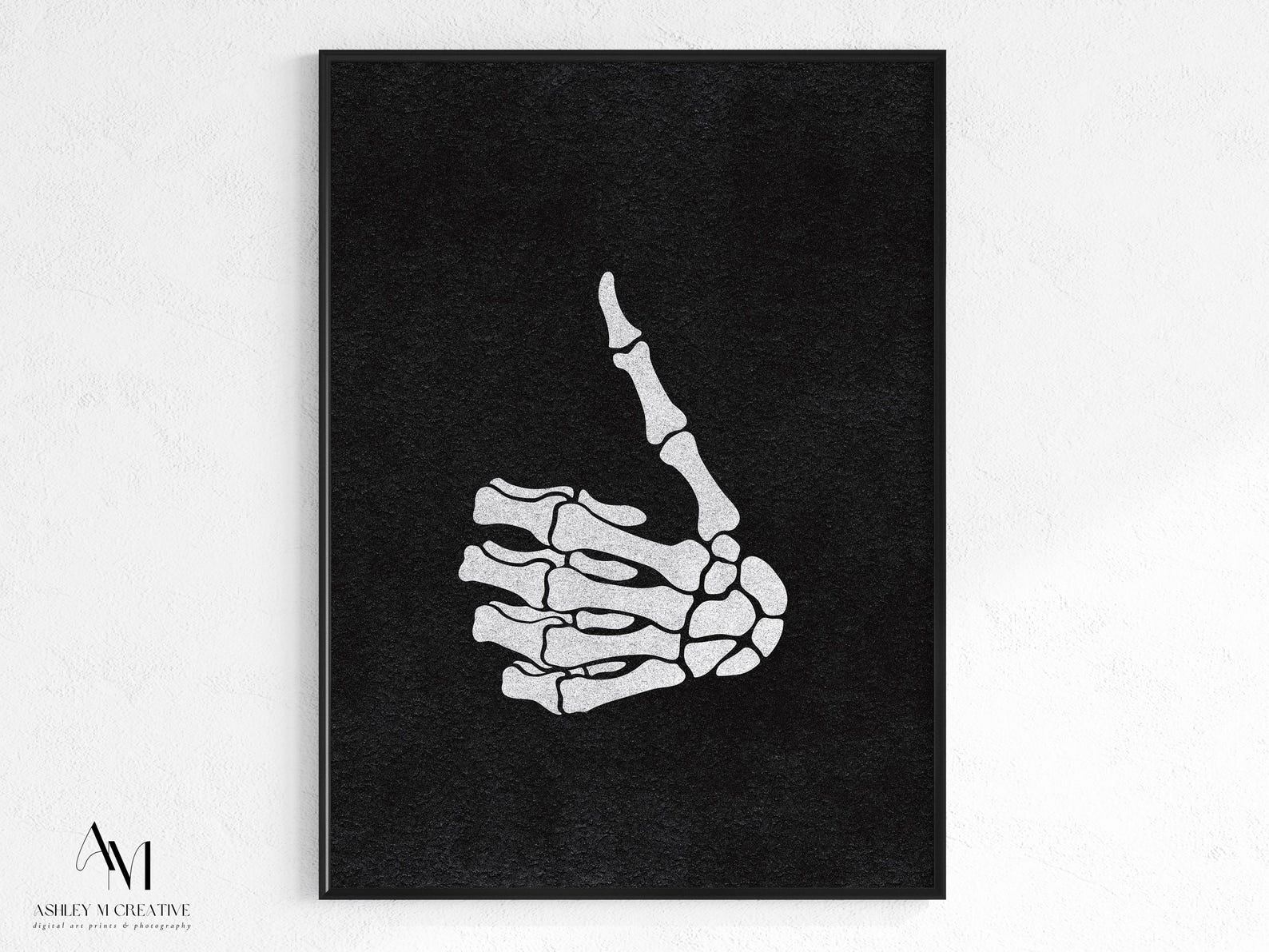 Skeleton Hands Digital Prints, Set of 4, Peace Sign, Thumbs Up, I Love ...
