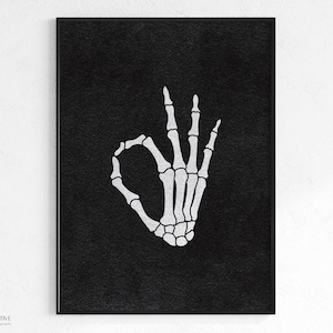 Skeleton Hands Digital Prints, Set of 4, Peace Sign, Thumbs Up, I Love ...