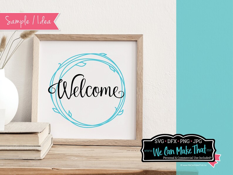 Welcome Wreath SVG, Circle Svg Wreath for Stencils, Farmhouse Round ...