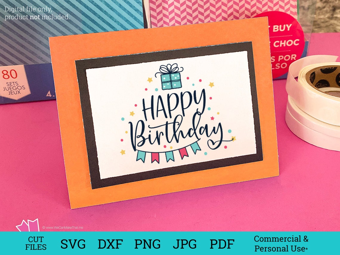 Cute Happy Birthday Cut File, Birthday Card for Her, Birthday Card for ...