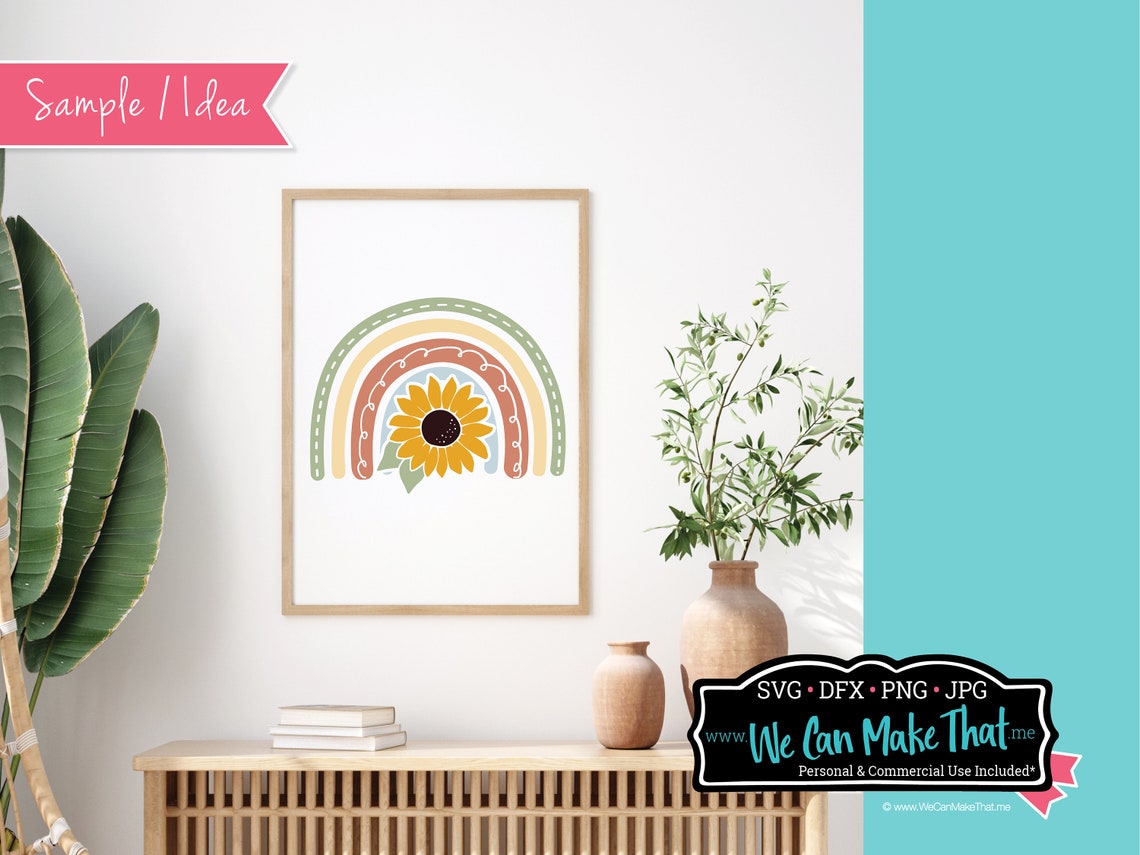 Sunflower Boho Rainbow SVG, Fall Rainbow Svgs, Boho SVG Cut Files, Fall ...
