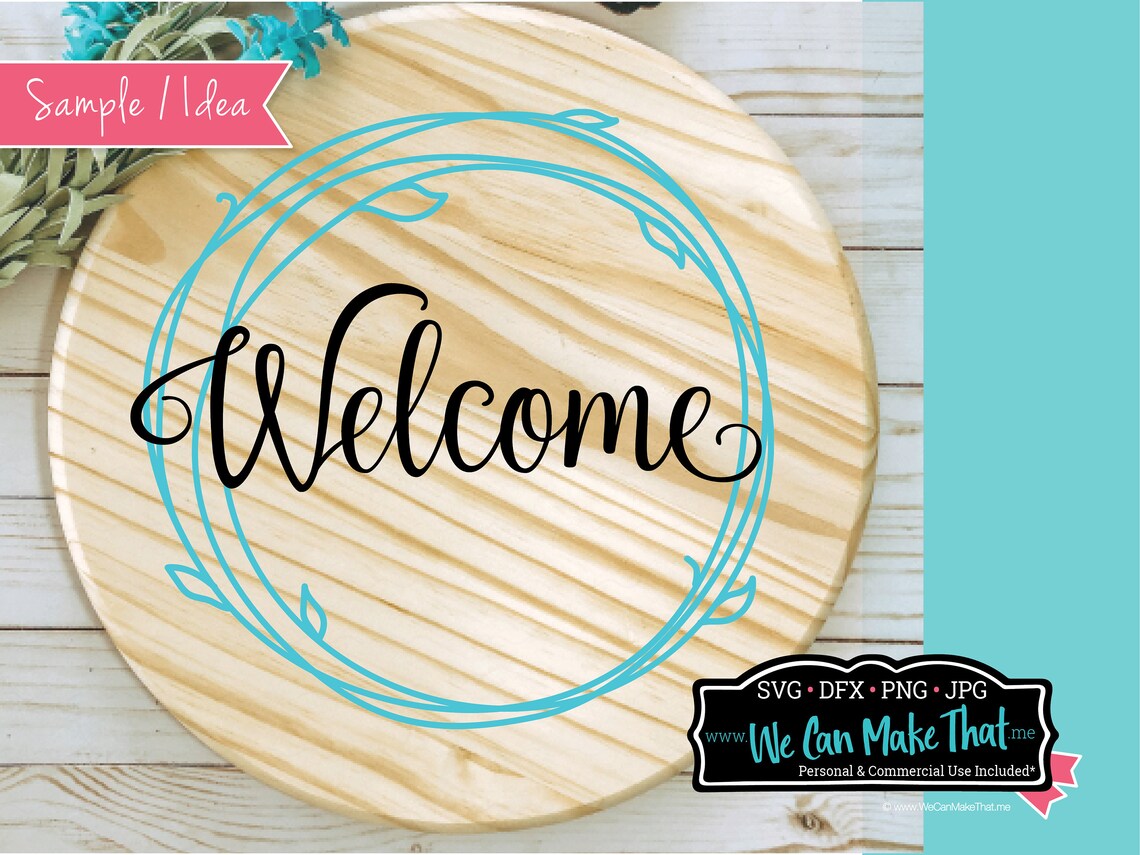 Welcome Wreath SVG, Circle Svg Wreath for Stencils, Farmhouse Round ...