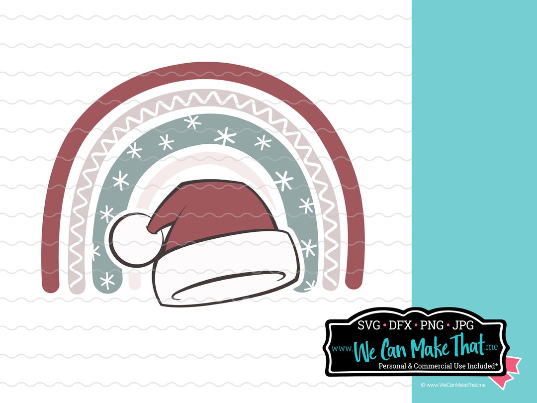 Boho Rainbow Santa Hat SVG, Boho Santa Hat Svg Idea, Boho Christmas Svg ...