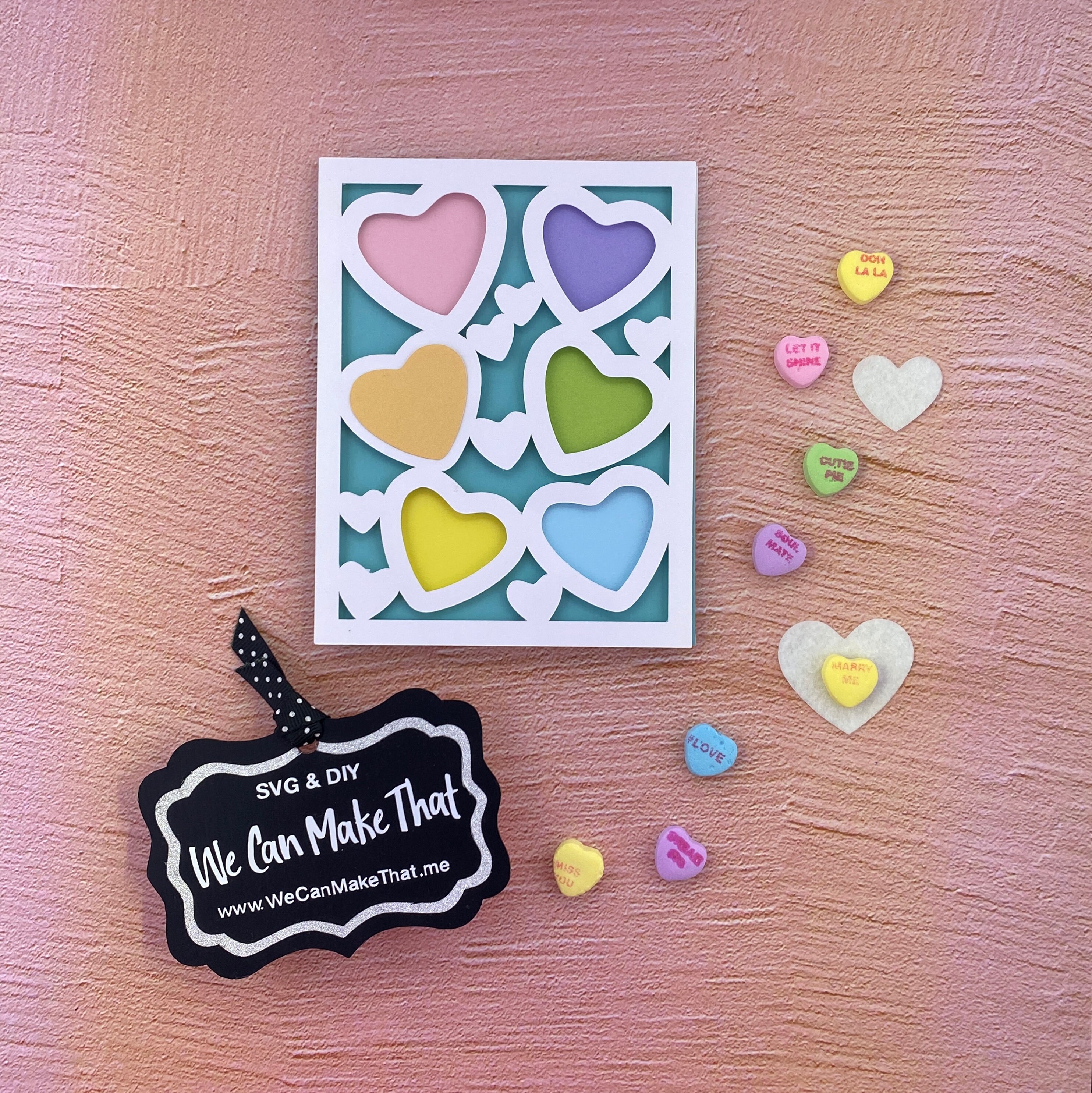 Candy Heart Card SVG, Valentine's Day Card Cut File, Svg Valentines ...