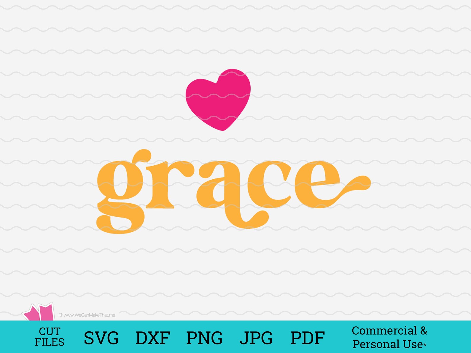 Grace SVG Cut File, Religious Design, Smile Heart Design (digital ...