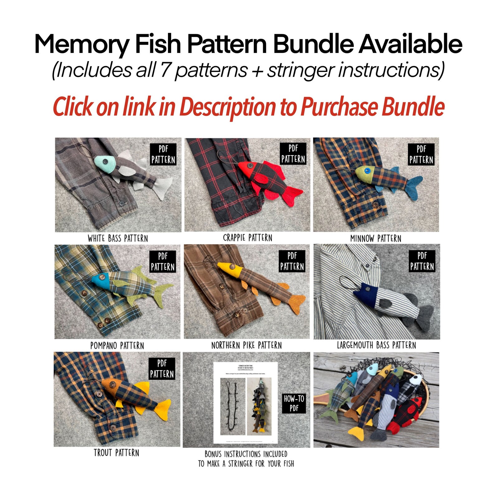 Minnow Fish Pattern: DIY Loved One Memory Keepsake (PDF Download), Made ...