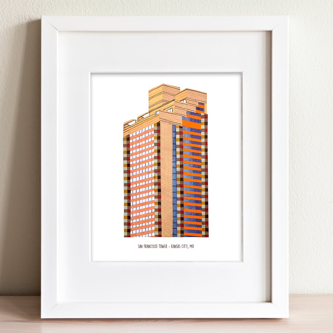San Francisco Tower Building Art Print: Kansas City, MO Cut Paper ...
