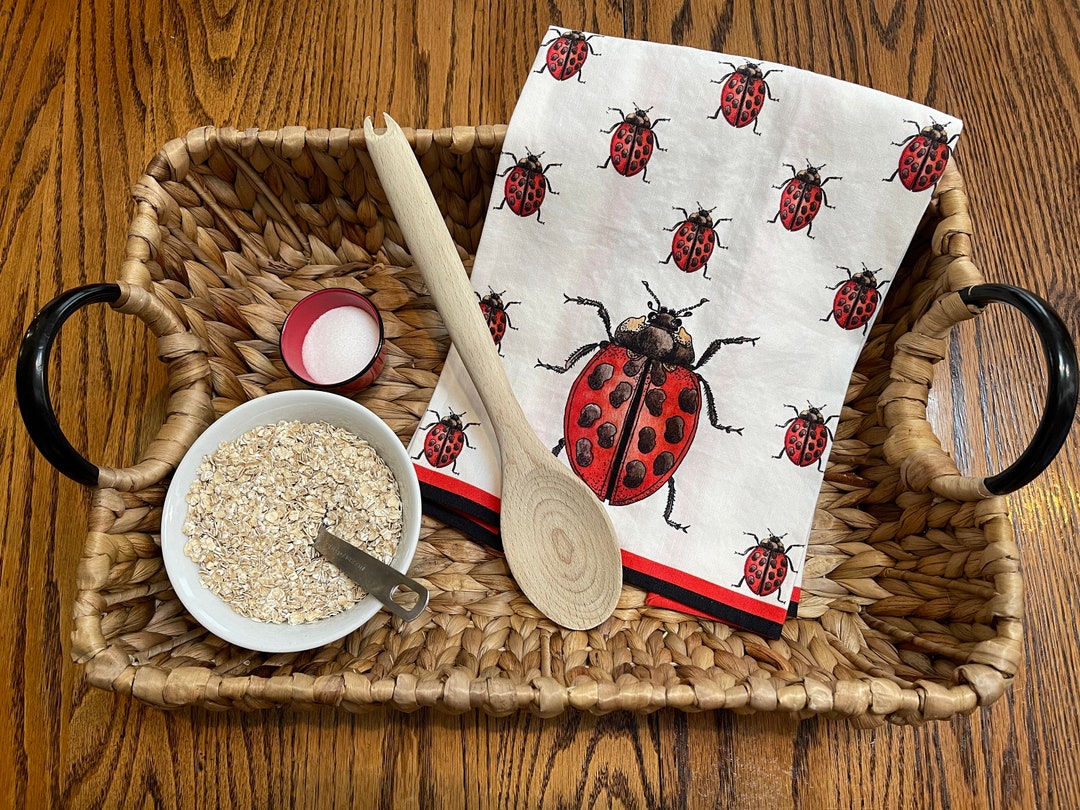 Ladybug Tea Towel, Kitchen Towel, T-towel, Ladybug Towel With Border ...