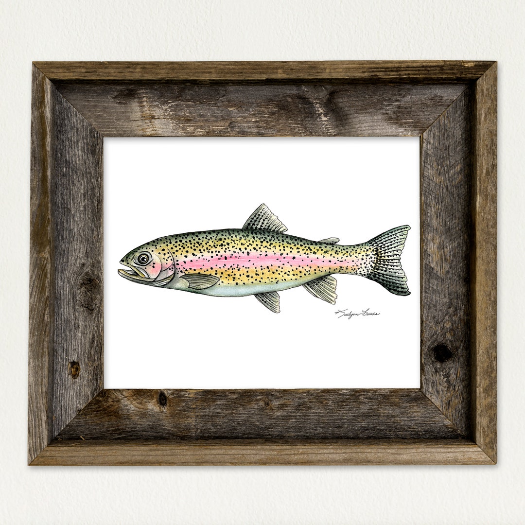 Rainbow Trout, Fish, Watercolor Art Print, Nature Lover, Man Cave, Fish ...