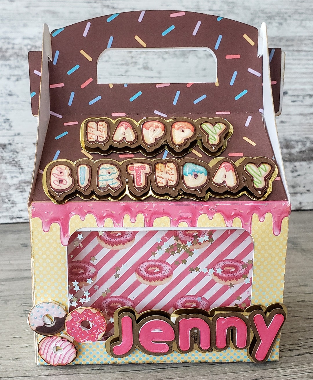 Donut Birthday - Party-shaker Gable Box - Multi/3d Layered - Favor Box ...
