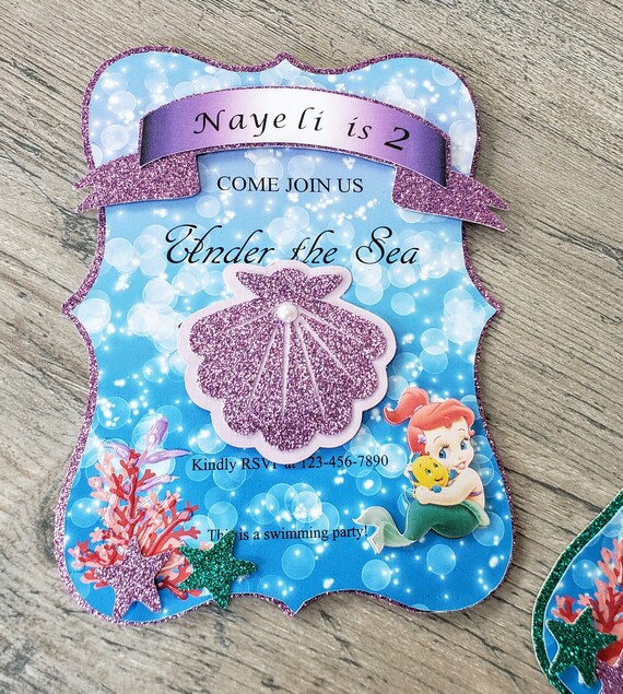 Handmade Invitations Little Mermaid OurWarm 6pcs Mermaid Invitations