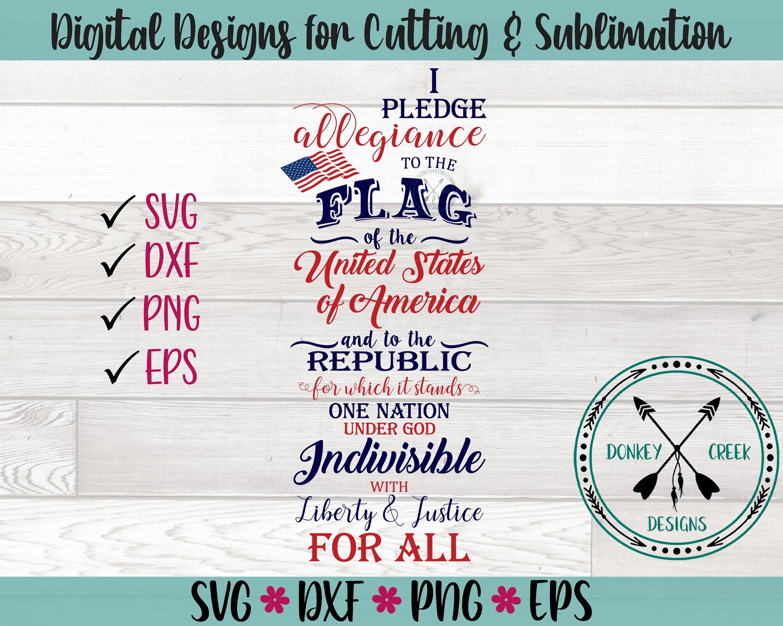 Pledge of Allegiance SVG Independence Day 4th of July - Etsy