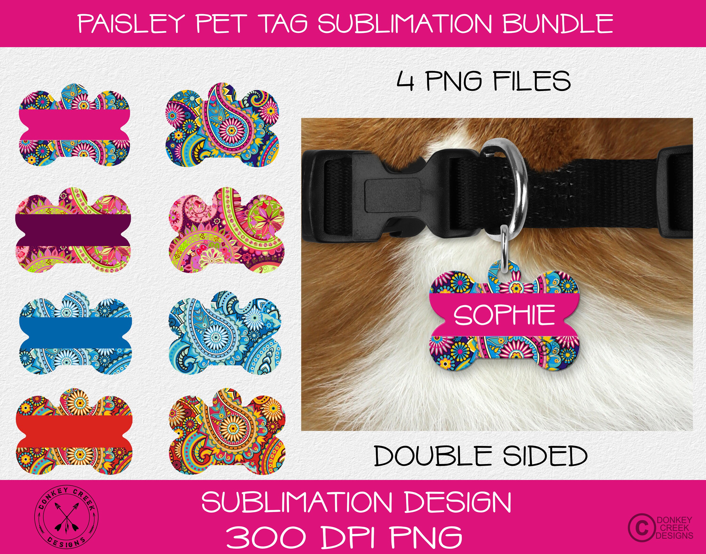 Pet Tag Sublimation Bundle Dog Bone Name Tag Pet ID Tag PNG | Etsy