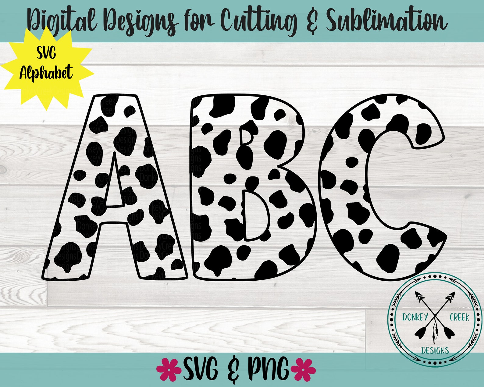 Cow Pattern SVG Letters Cow Print SVG Cow Alphabet Cow | Etsy