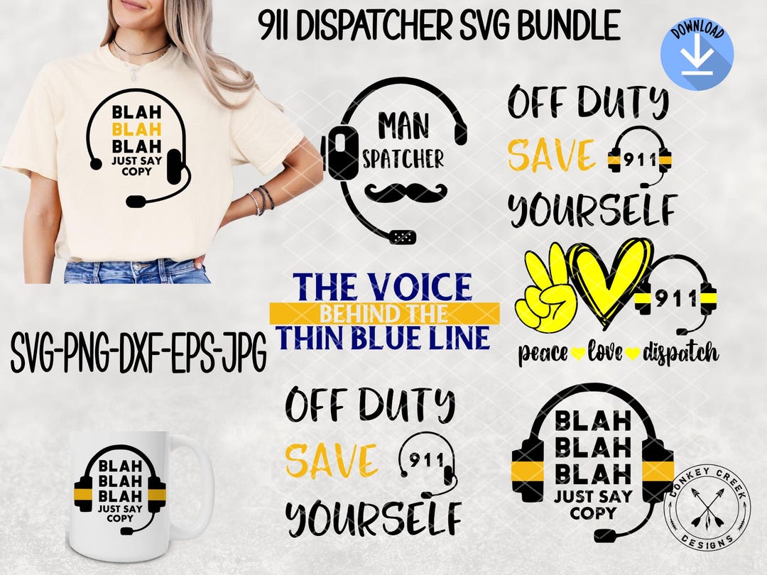 911 Dispatcher Svg Bundle|funny Dispatcher Design| Dispatcher Headset ...