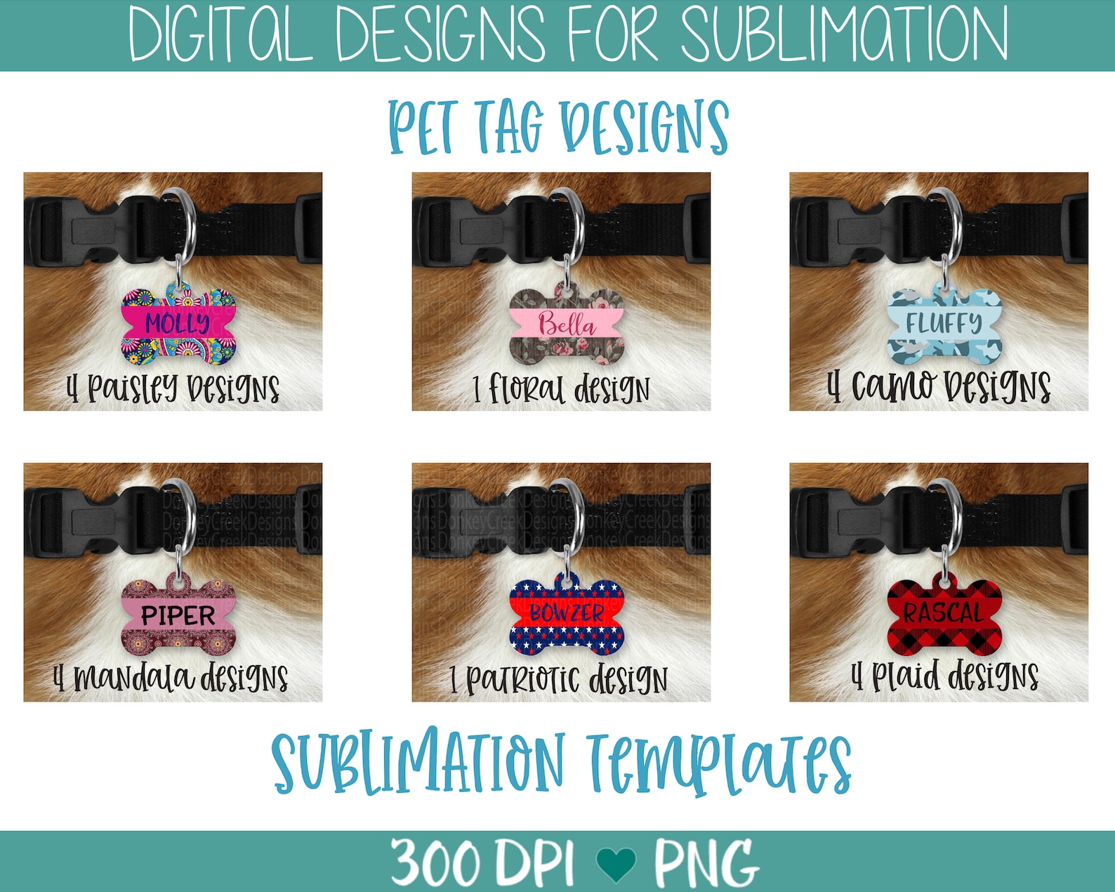 Pet Tag Sublimation Template Bundle Dog Bone Name Tag - Etsy Canada