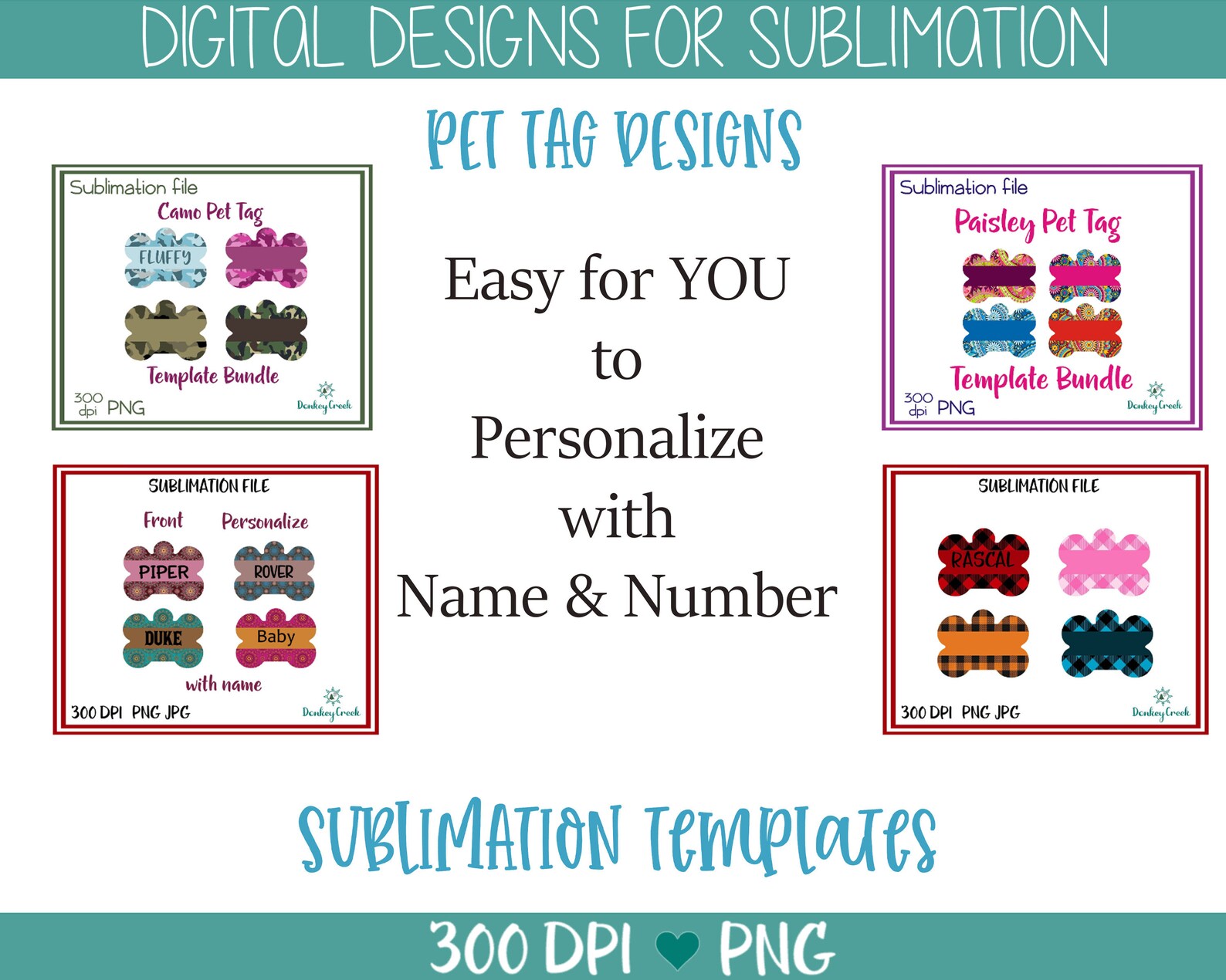 Pet Tag Sublimation Template Bundle Dog Bone Name Tag - Etsy Canada