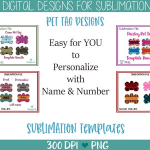 Pet Tag Sublimation Template Bundle, Dog Bone Name Tag, Sublimation ...