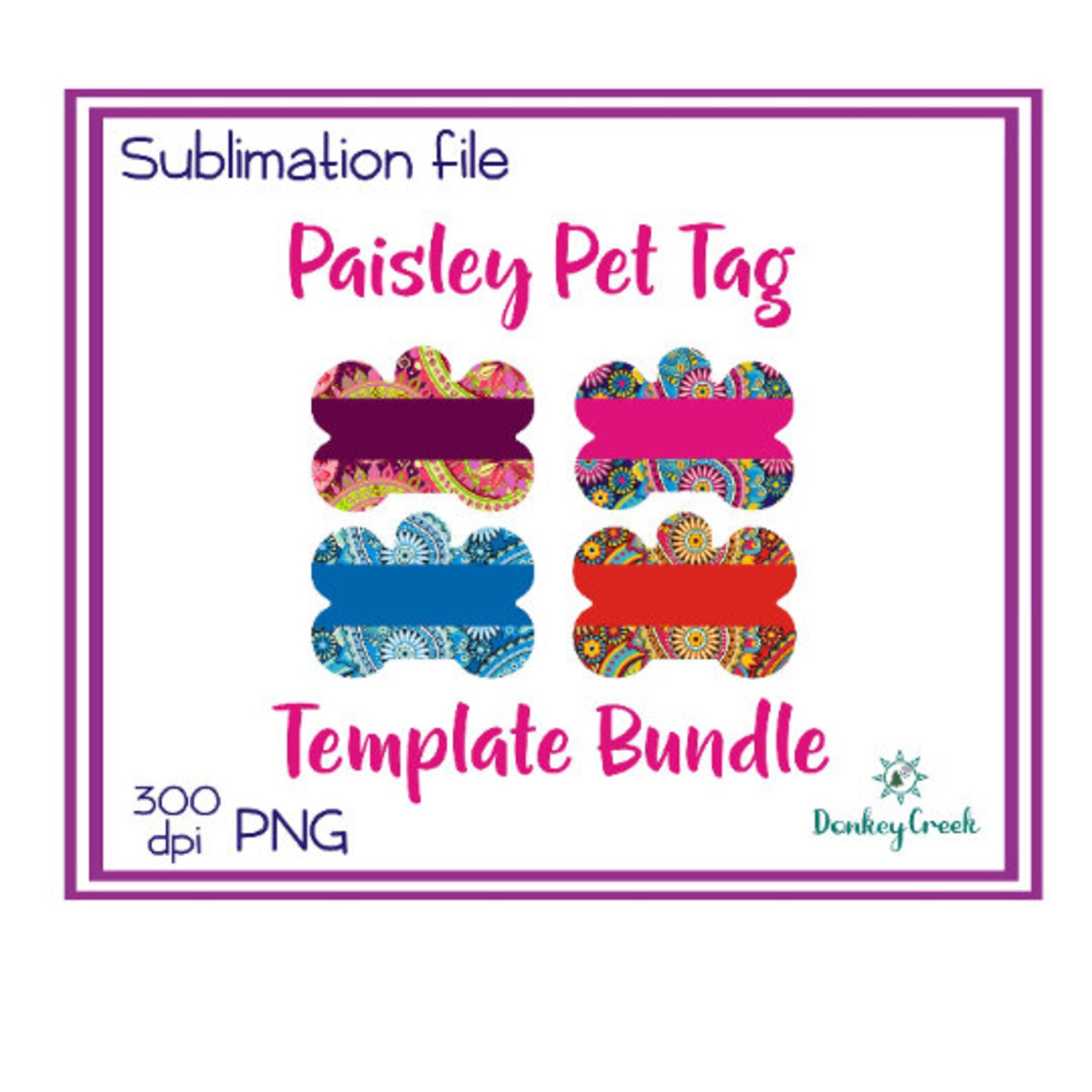 Pet tag sublimation template bundle dog bone name tag | Etsy