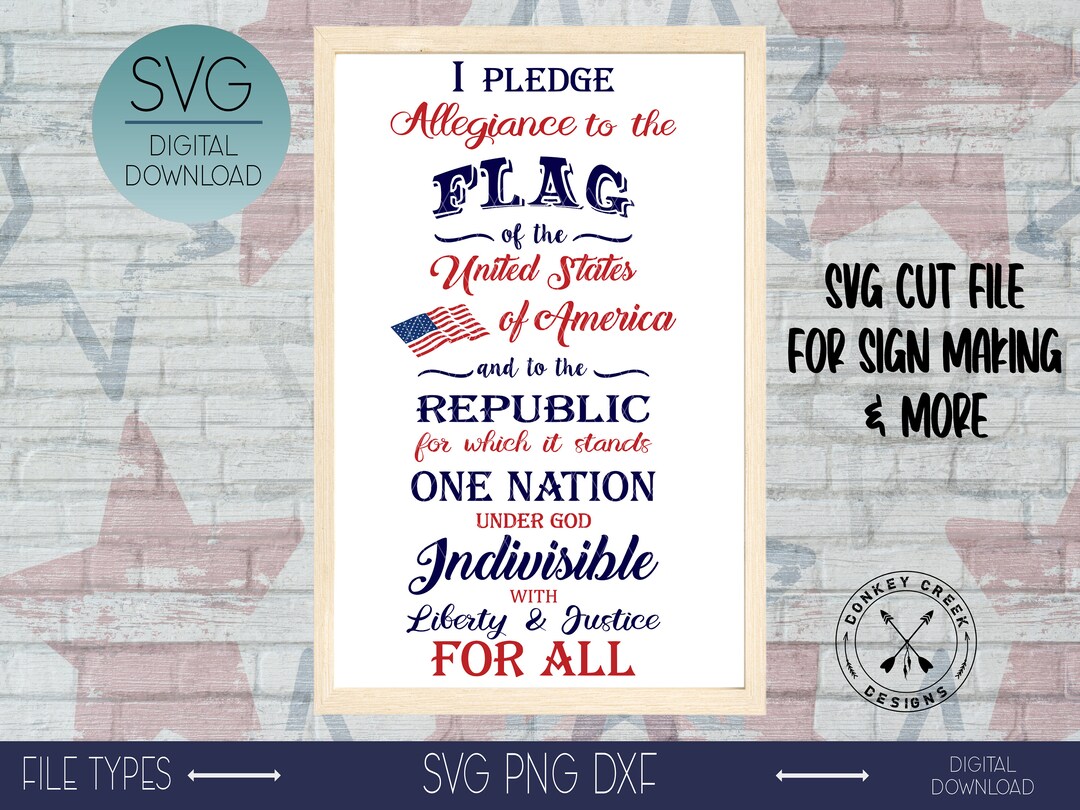 Pledge of Allegiance SVG Independence Day 4th of July Patriotic Svg ...