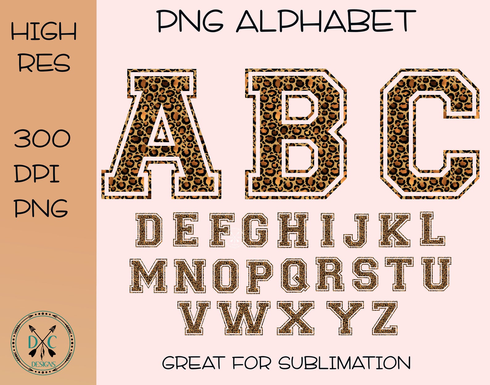 Leopard Print Alphabet PNG Varsity Style Cheetah Letters - Etsy