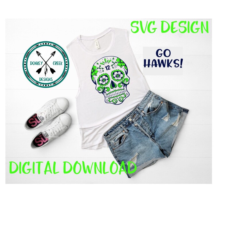 12th Man Sugar Skull Svg Sugar Skull Cutting File | Etsy