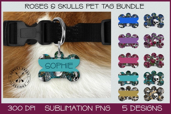 Pet Tag Sublimation Bundle Dog Bone Name Tag Skulls and - Etsy