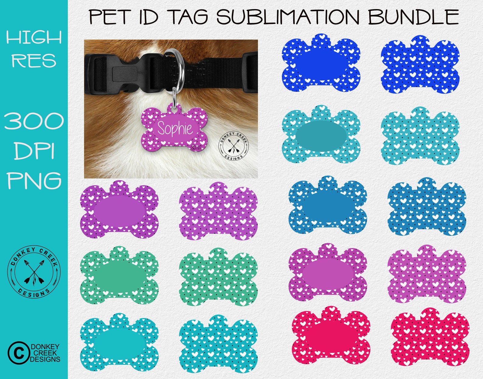 Pet Tag Sublimation Template Bundle Dog Bone Name Tag - Etsy