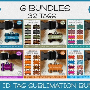 Pet Tag Sublimation Bundle Dog Bone Name Tag PNG Designs - Etsy