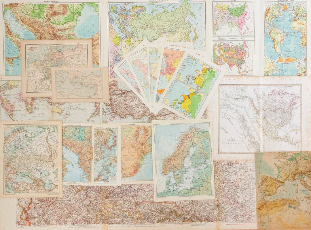20 Old Vintage Maps | Junk Journal Maps | Antique Map Paper - Etsy
