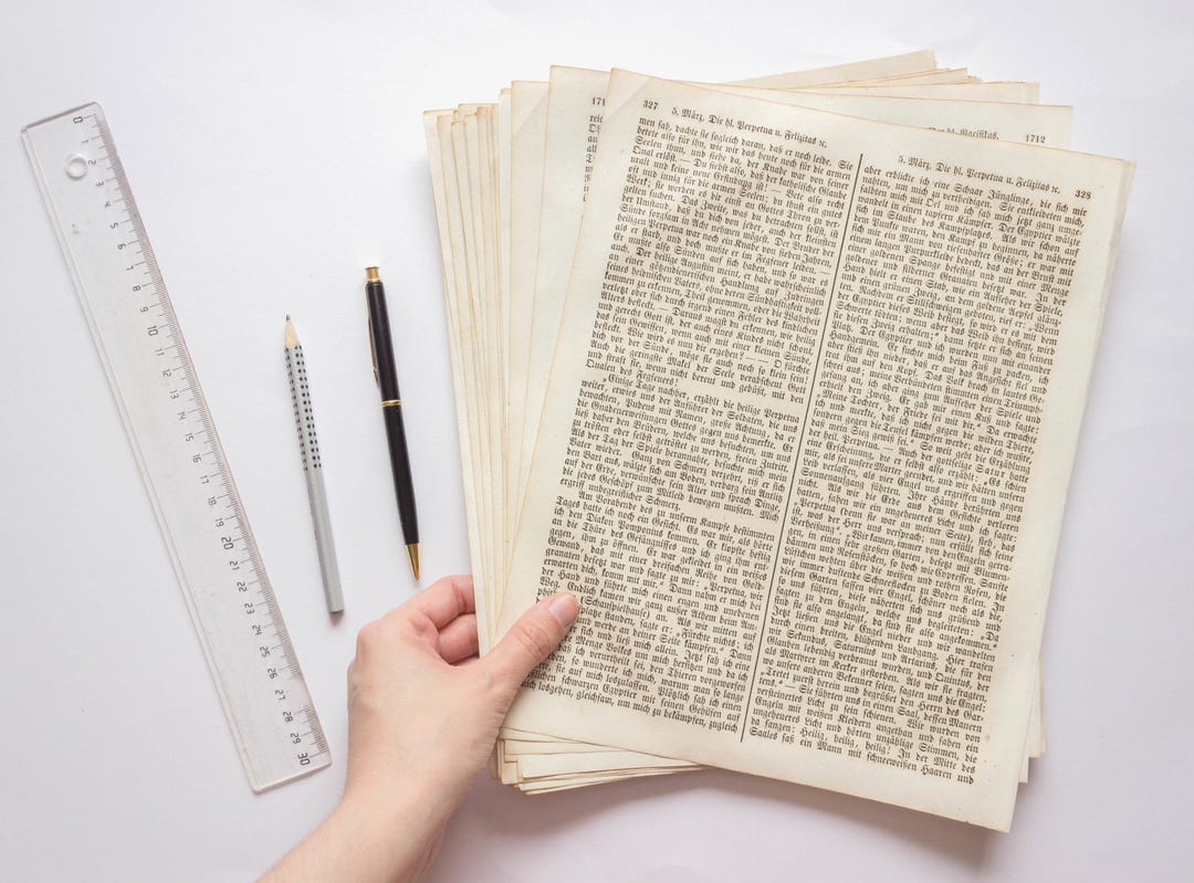 20 Extra-large Book Pages, Approximately A4 | Old Writing on Stained ...
