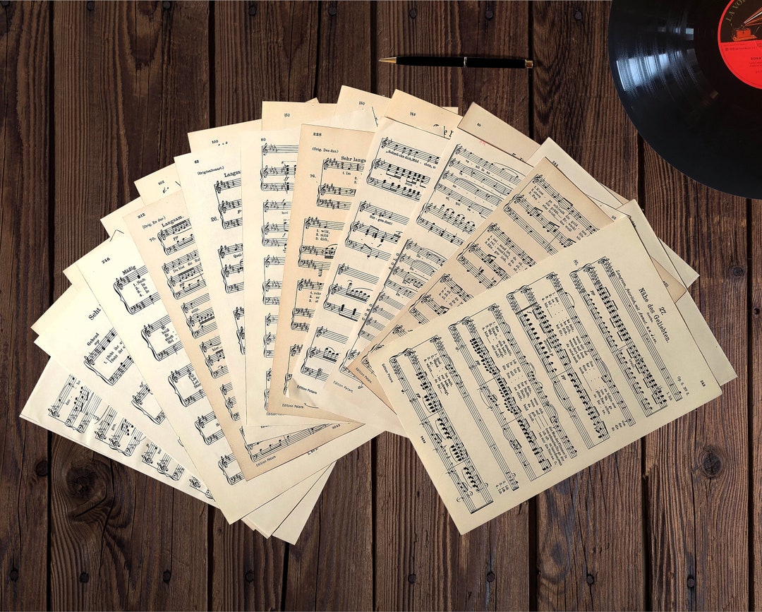 25 Small Sheets Vintage Music Paper Original Music Sheets Music Paper ...
