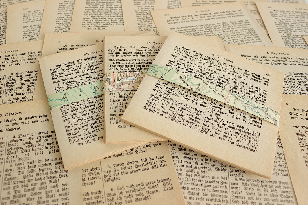 20 Book Pages in a Special Format | Small Antique Book Pages | Vintage ...