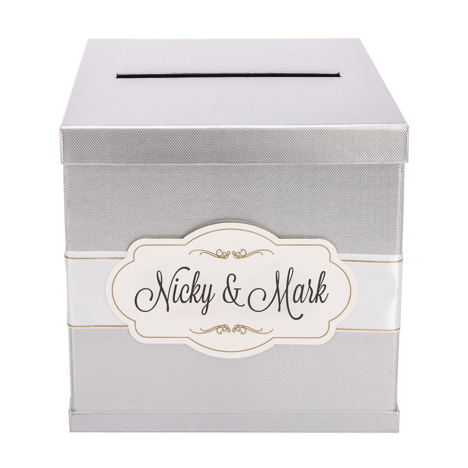 Silver Wedding Gift Card Box Can Be Personalized - Etsy