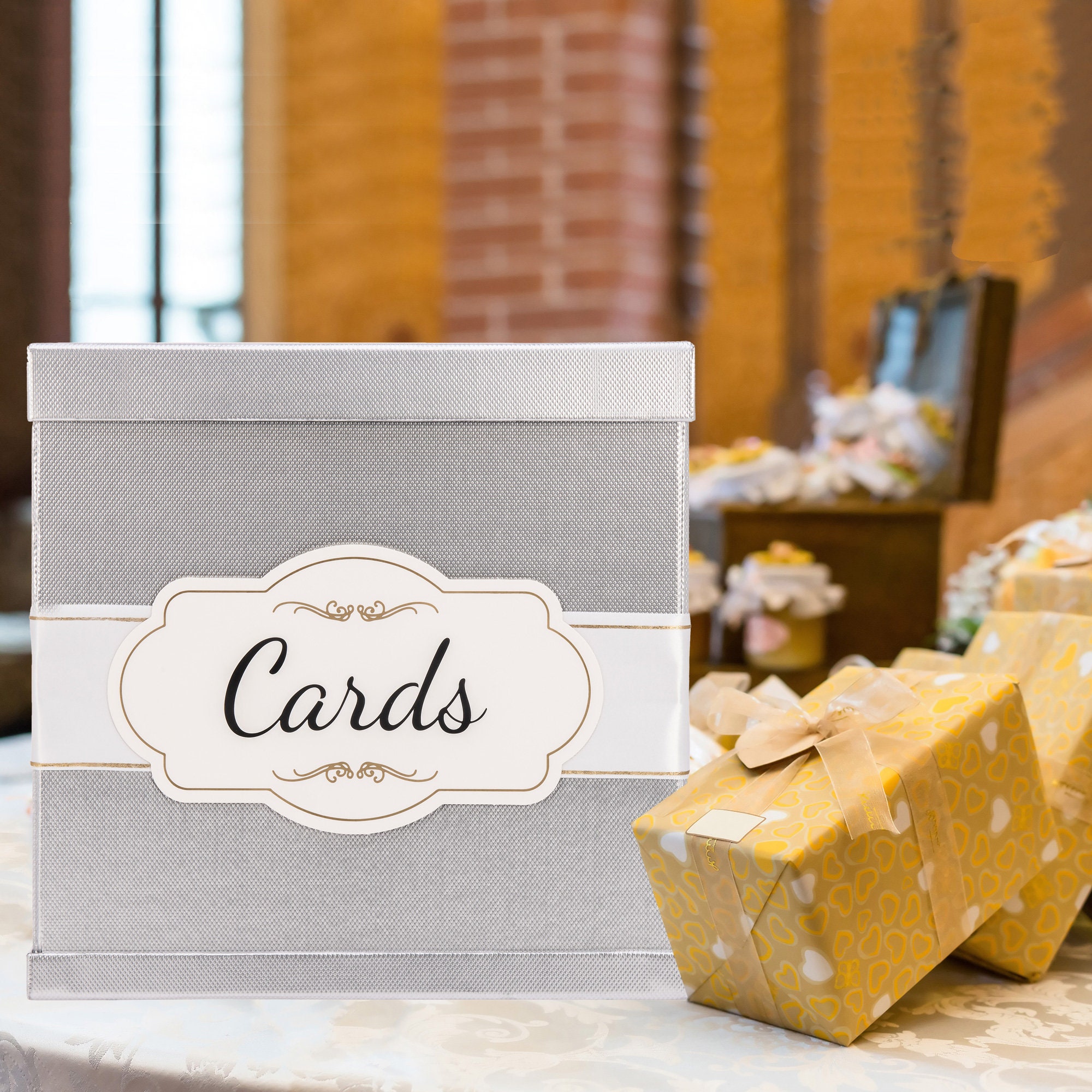 Silver Wedding Gift Card Box - Can Be Personalized - 10