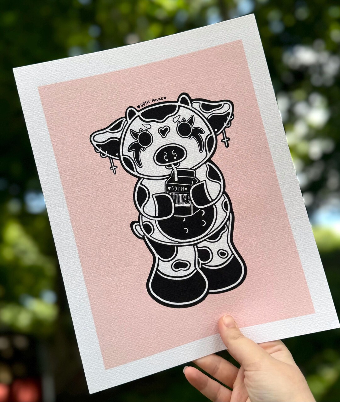 Goth Cow Art Print, Home Decor, Spooky Cute, Pastel Goth - Etsy