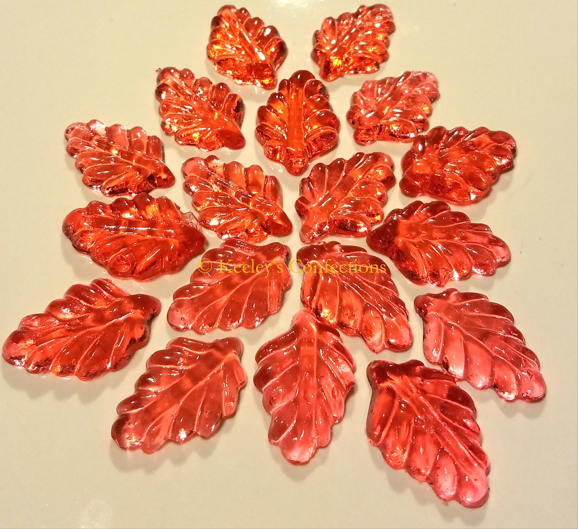 Leaves Bite Sized Clear Toy Candy Edible Hard Candy Cupcake Topper ...