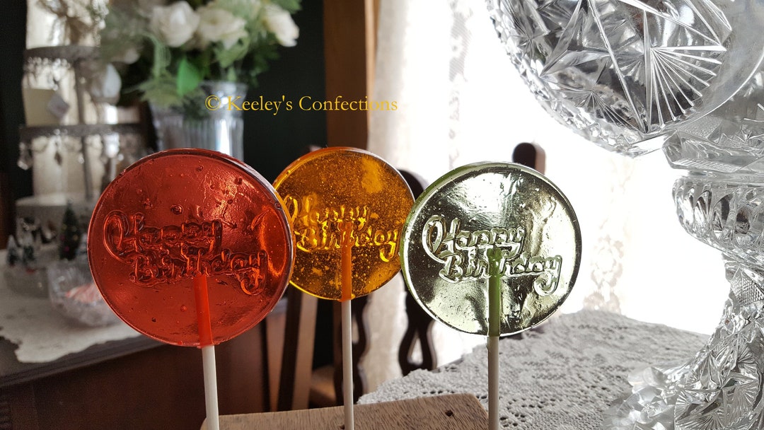 Happy Birthday Clear Toy Candy, Barley Lollipops - Etsy