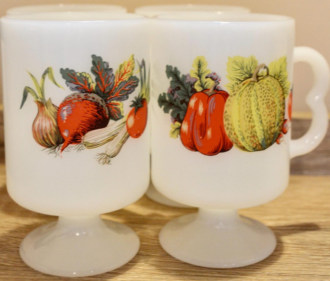 Set of 4 Pyrex Pedestal Mugs - Etsy
